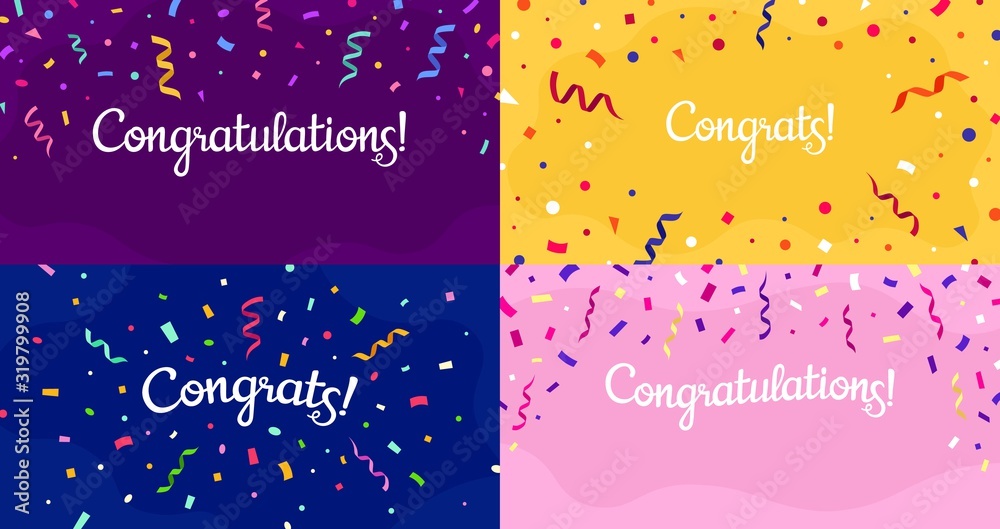 Congratulations confetti banner. Congrats card with color confetti ...