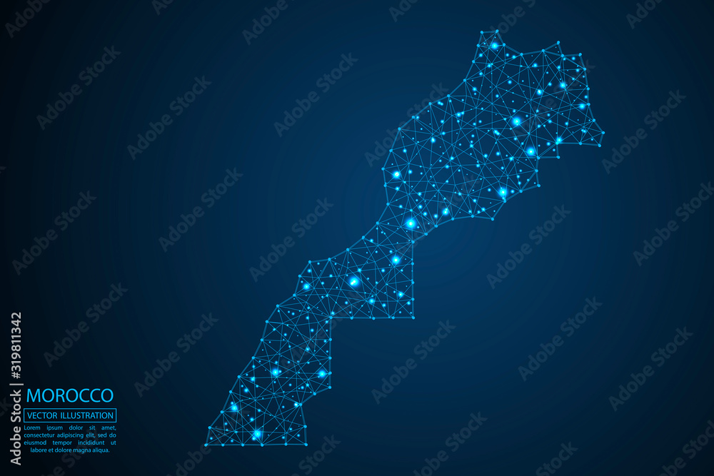 A map of Morocco consisting of 3D triangles, lines, points, and ...