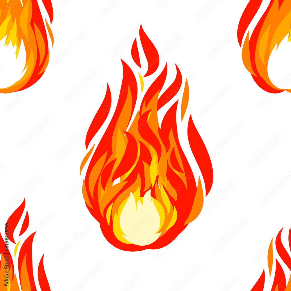 Seamless pattern of drawing fireballs, isolation vector illustration ...