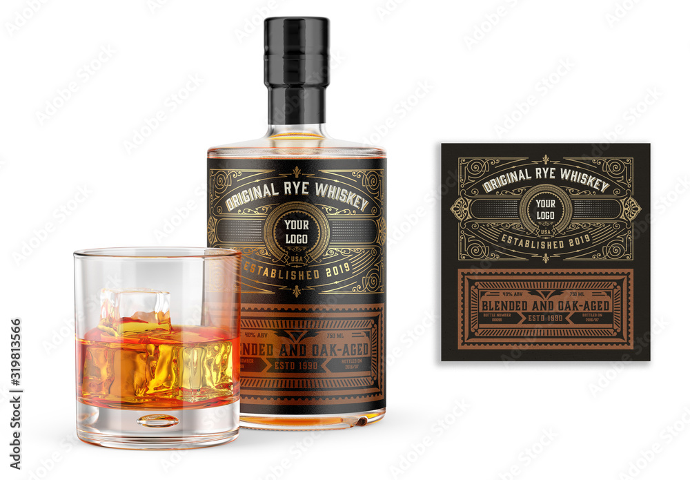 Vintage Whiskey Label Packaging Layout Stock Template | Adobe Stock