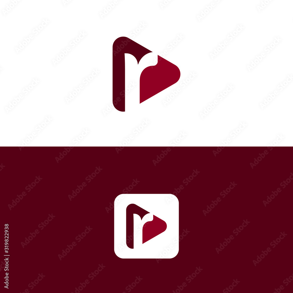 r letter logo Icon play button with combination of initial letter r ...