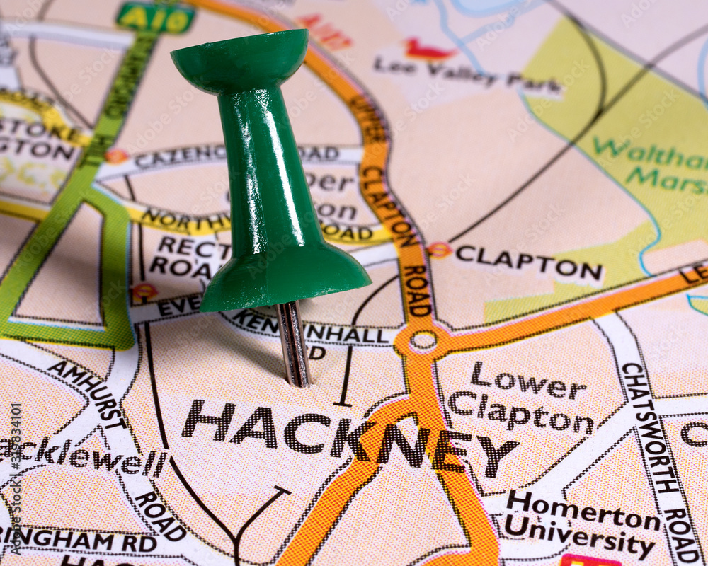 Hackney on a UK Map Stock Photo | Adobe Stock