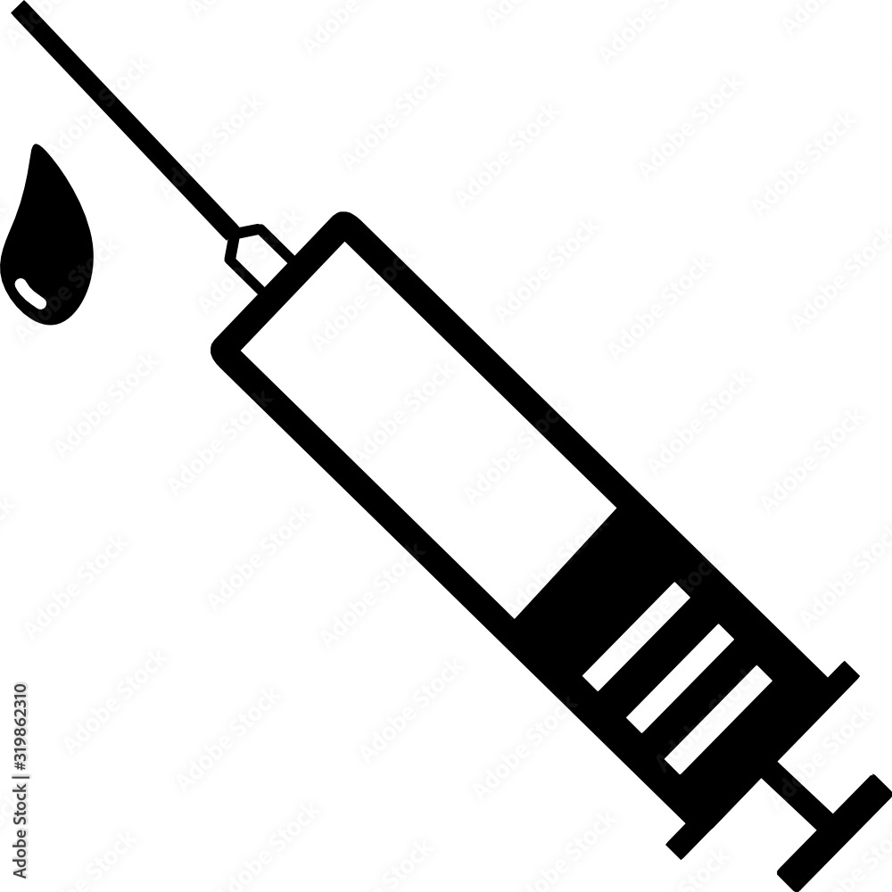 Black medical syringe, hypodermic needle, Inject needle concept of ...