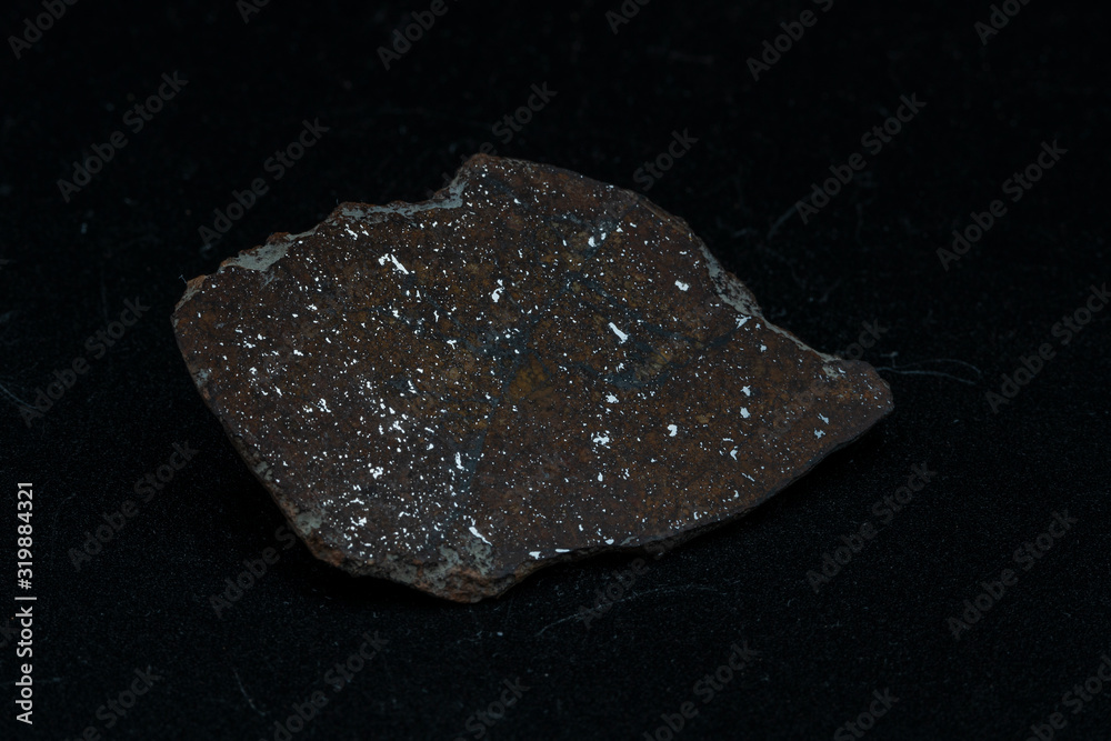 Inside slice of Chondrite Meteorite L Type isolated, piece of rock ...