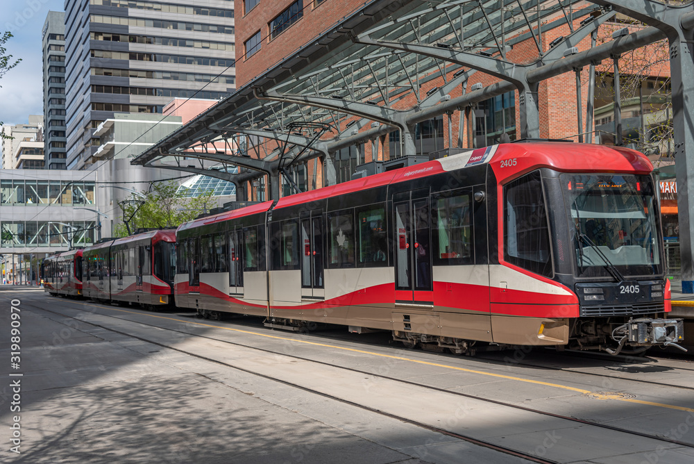 Calgary, Canada - May 26, 2019: C-Train at 69th Street Station in ...