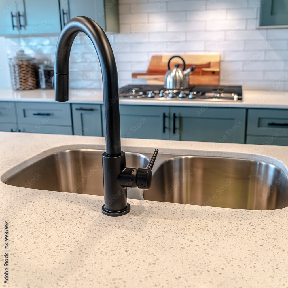 Square Stainless steel undermount kitchen island sink with double bowl ...
