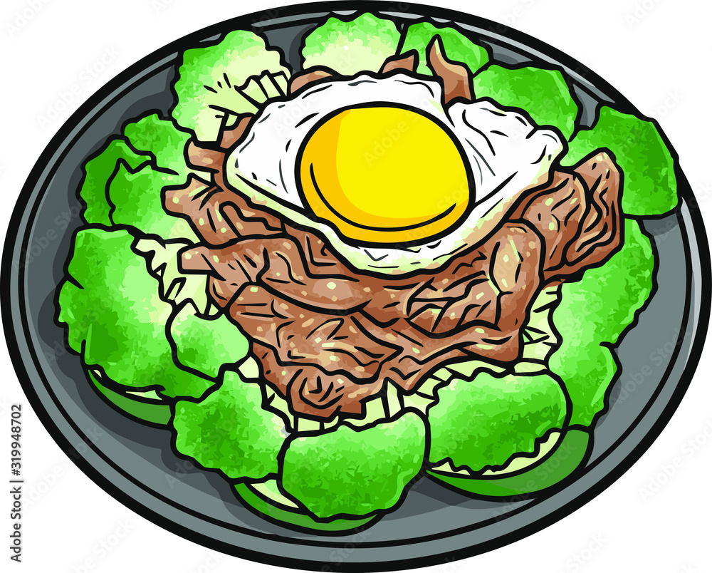 Funny and cute delicious Broccoli Beef Bulgogi, a traditional food from ...