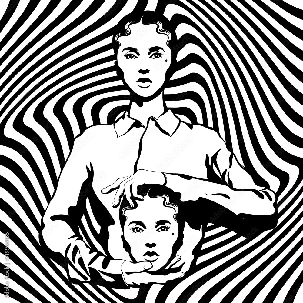 Vector hand drawn illustration of headless girl isolated. Creative ...