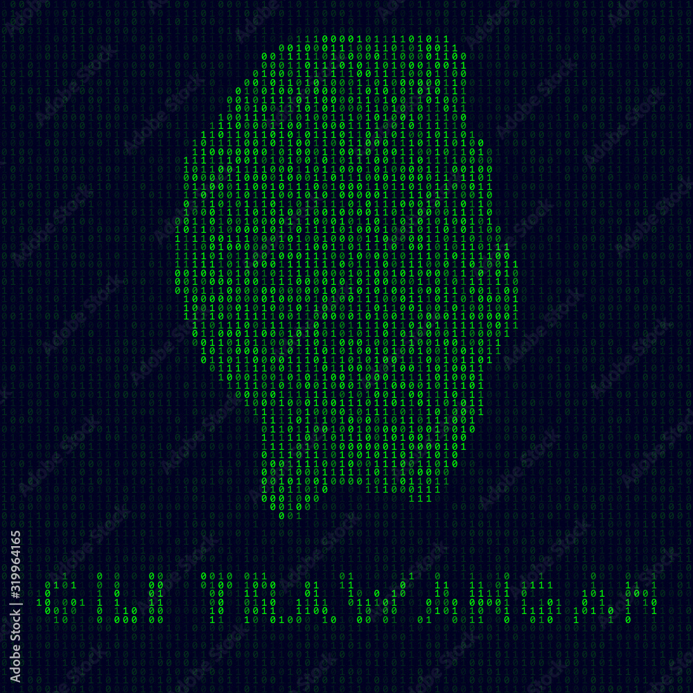 Digital Gili Trawangan logo. Island symbol in hacker style. Binary code ...