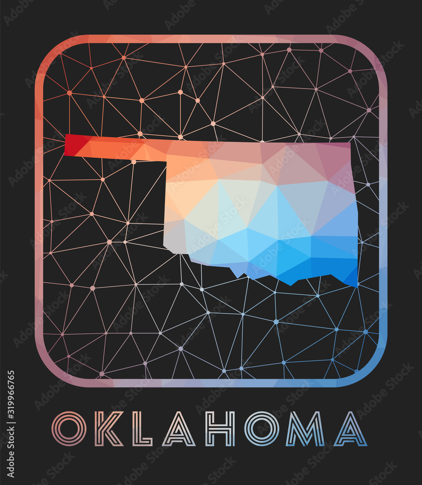 Oklahoma map design. Vector low poly map of the us state. Oklahoma icon ...