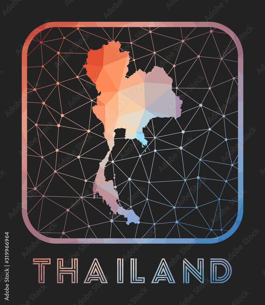 Thailand map design. Vector low poly map of the country. Thailand icon ...