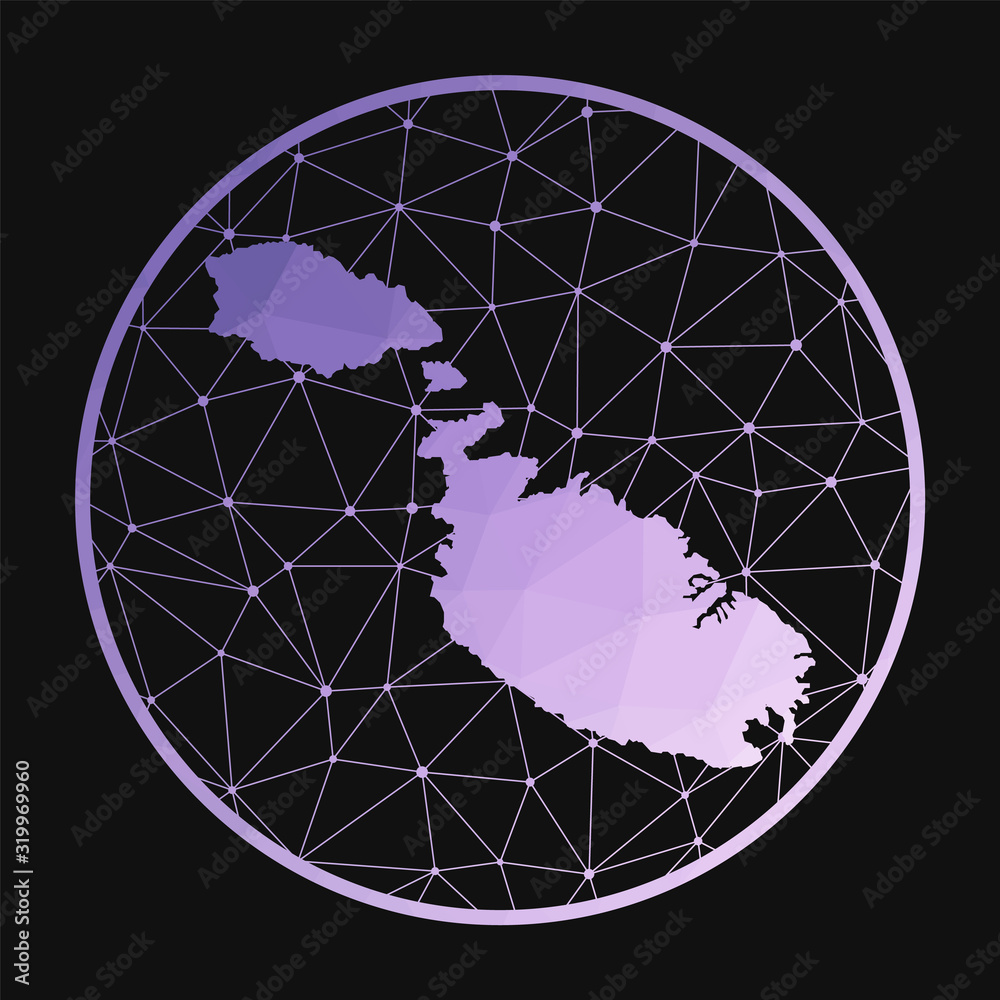 Malta icon. Vector polygonal map of the island. Malta icon in geometric ...
