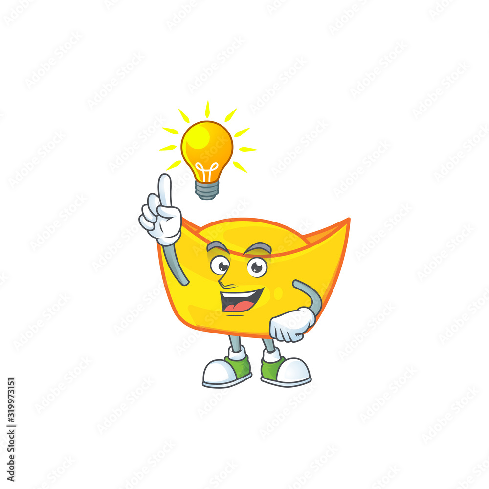 Have an idea gesture of chinese gold ingot cartoon character design ...