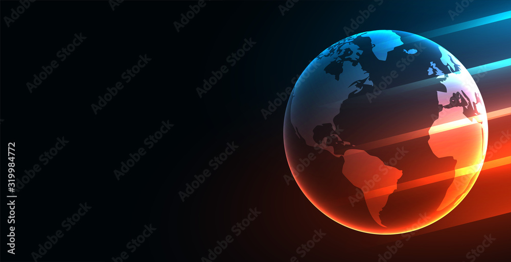 digital futuristic earth technology background with glowing lights ...