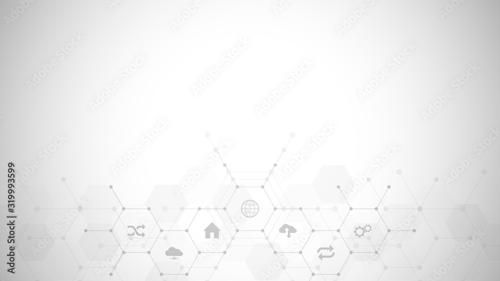 Technology background with flat icons and symbols. Concept and idea for ...