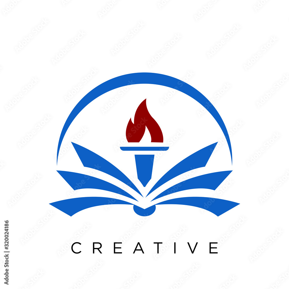 torch book logo design vector Stock Vector | Adobe Stock