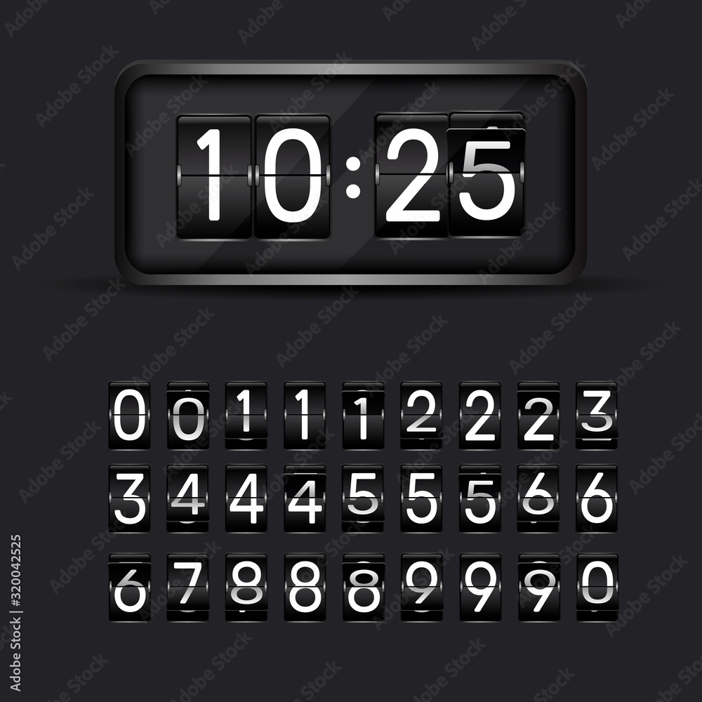 Flip clock numbers. Stock Vector | Adobe Stock