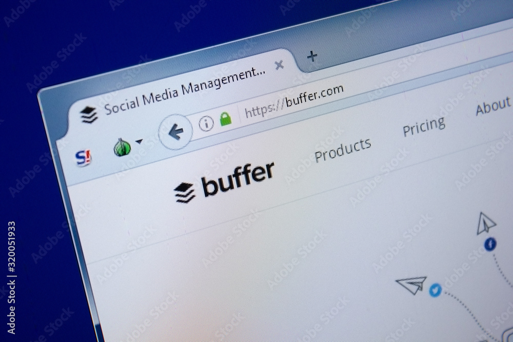 Ryazan, Russia - September 09, 2018: Homepage of Buffer website on the ...