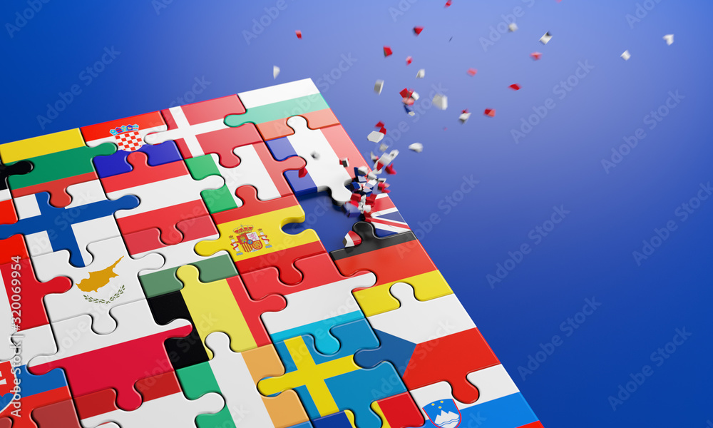 Brexit - British exit from the European Union in 2020. The concept of a ...