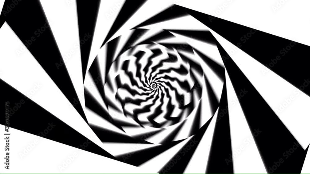 black and white geometric shape twirl rotating in circle motion look ...