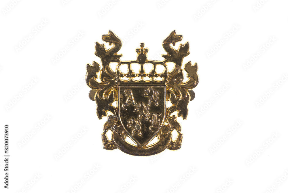 golden medieval coat of arms isolated on white background Stock Photo ...