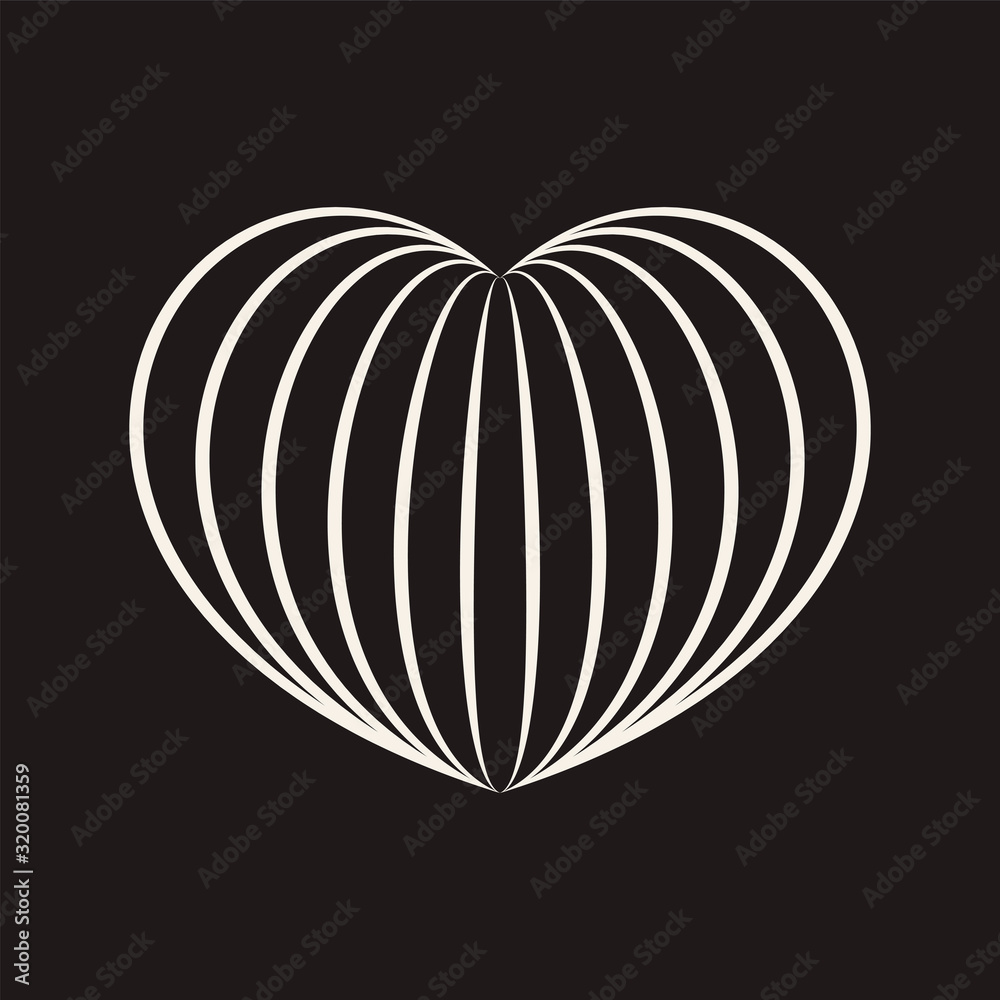 Heart icon, love symbol in engraving style Stock Vector | Adobe Stock