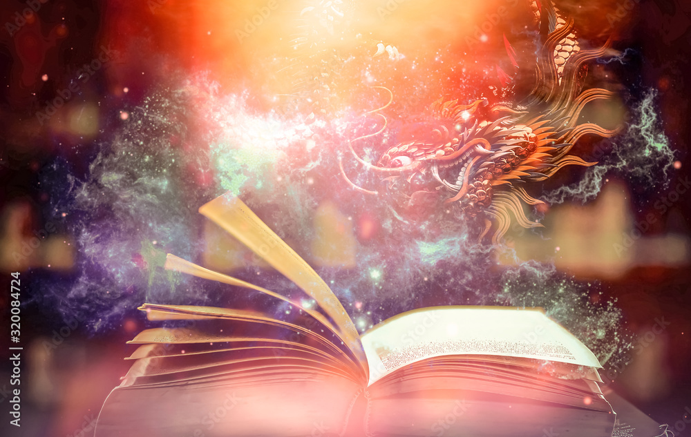 Magic book with light and shine An amazing story book with stars, and ...