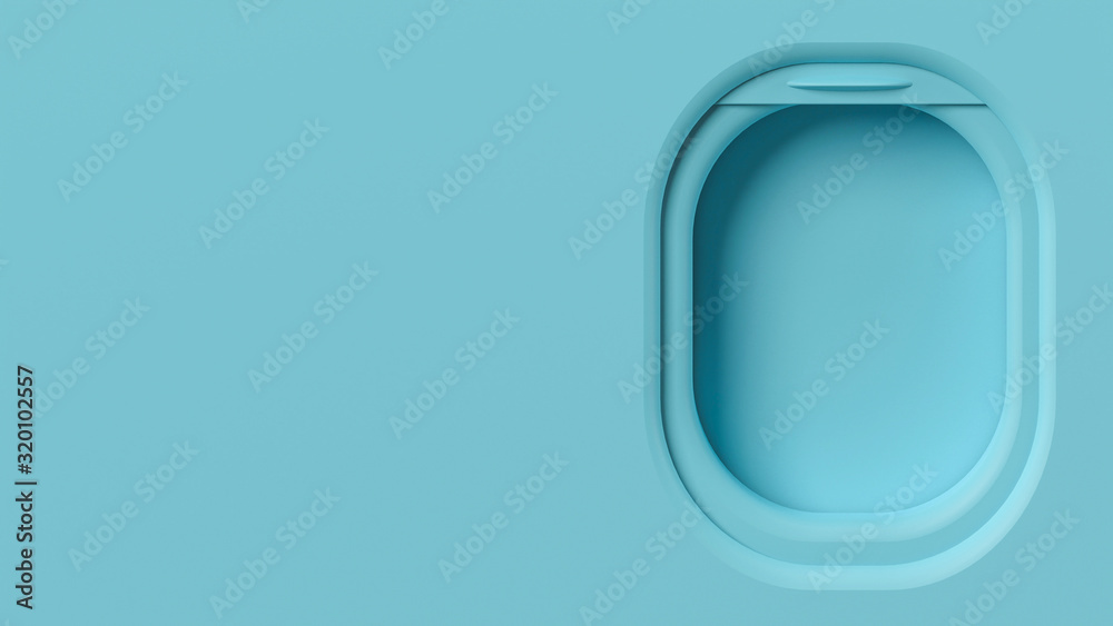 Airplane window mockup, travel vacation 3d illustration. Minimalist ...