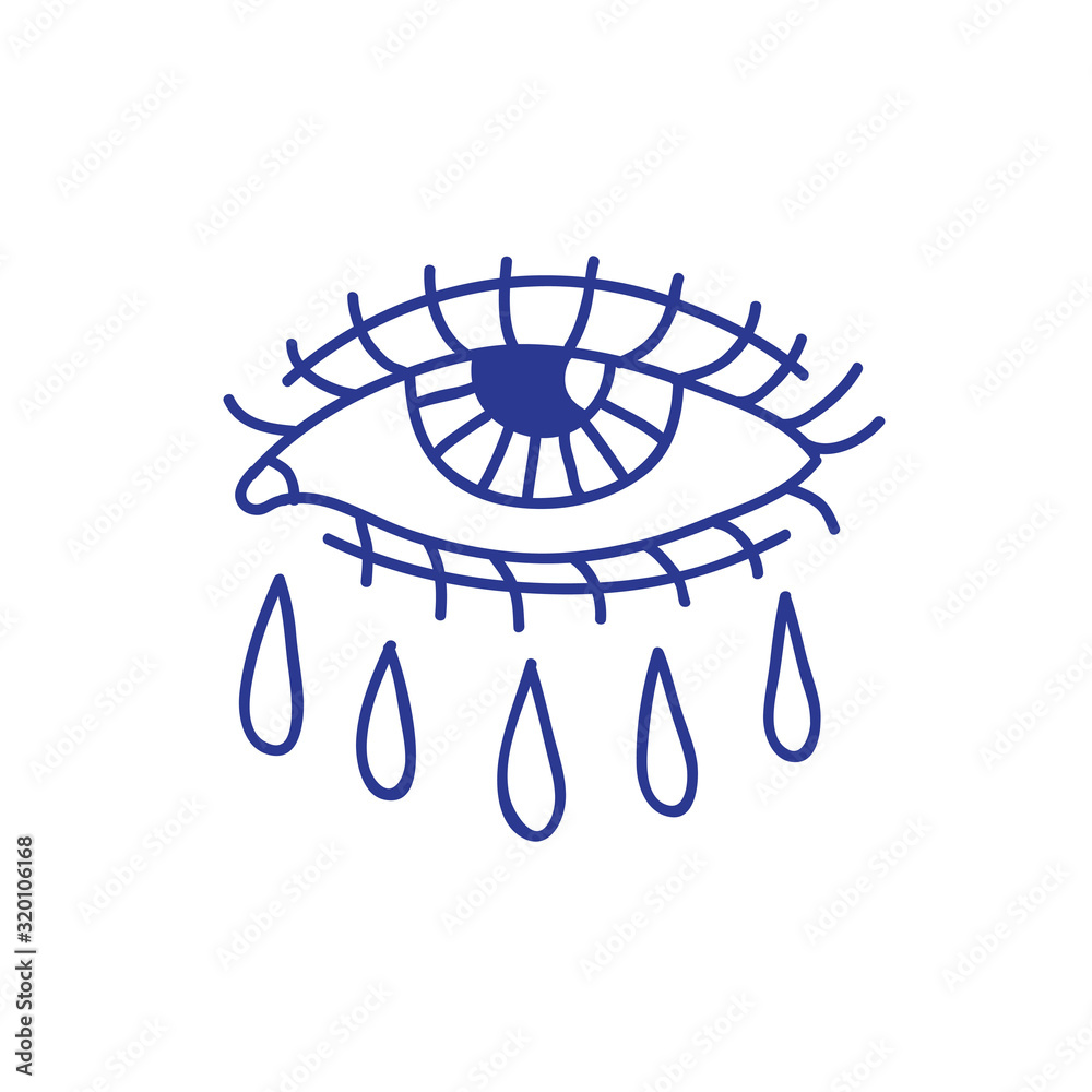 crying eye doodle icon, traditional tattoo illustration Stock Vector ...