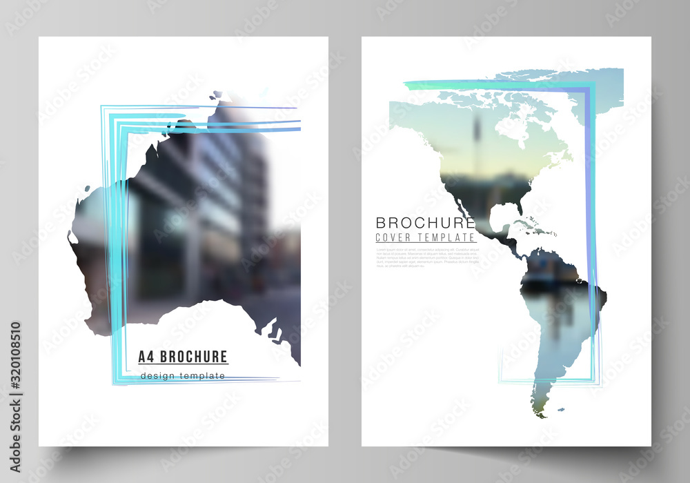 Vector layout of A4 cover mockups templates for brochure, flyer layout ...