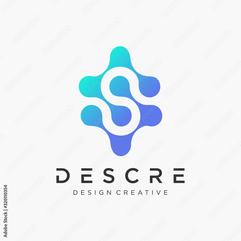 Abstract letter S logo with dot concept. Universal colorful ...