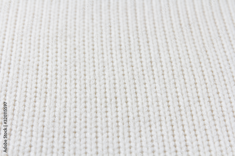 Knitted white fabric texture in perspective, stockinette stitch Stock ...