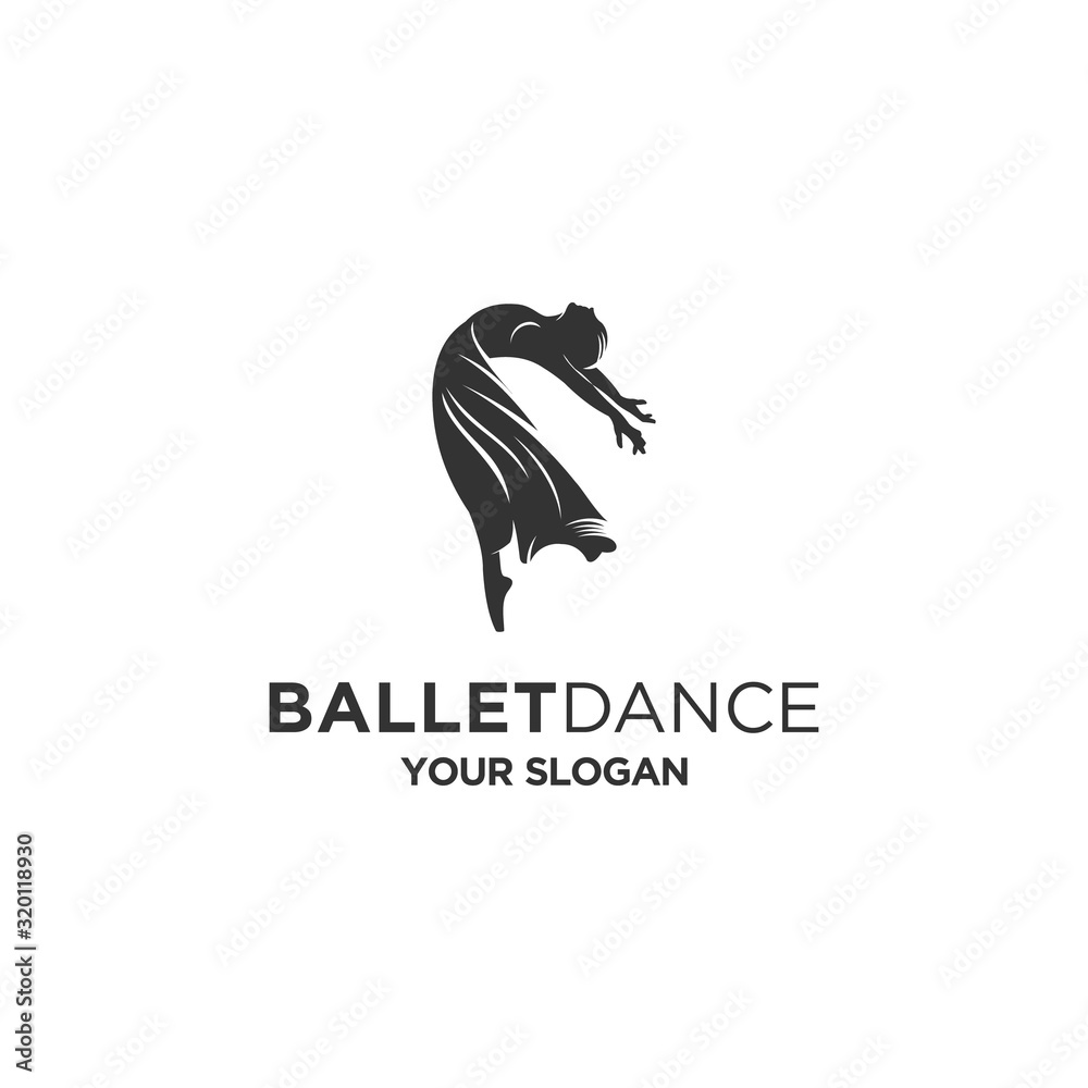 ballet dancing silhouette logo Stock Vector | Adobe Stock