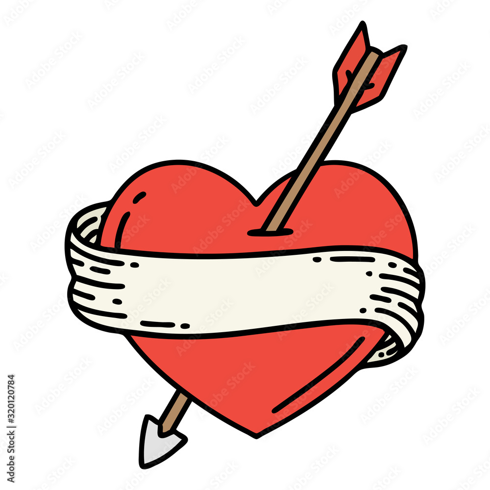 Traditional Heart And Banner Tattoo