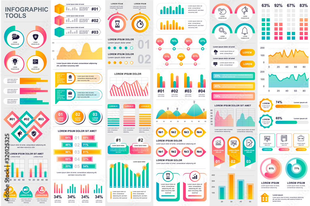 Bundle infographic elements data visualization vector design template ...