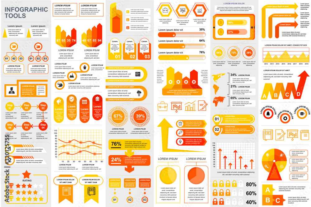 Bundle infographic elements data visualization vector design template ...