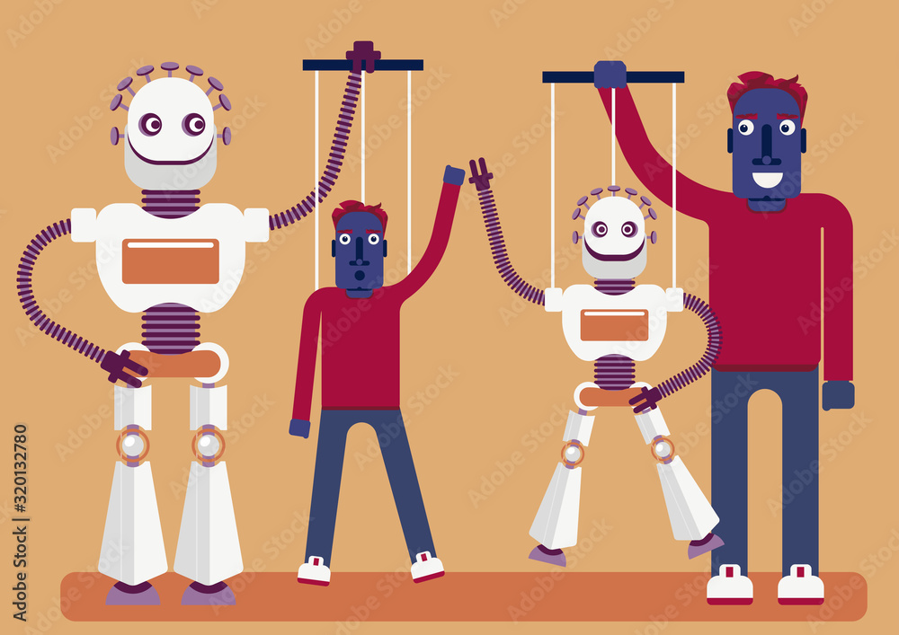 The manipulation. Who is manipulating whom. Illustration of the ...
