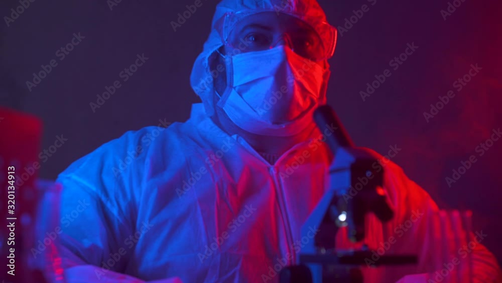 Biohazard accident in scientific laboratory researching hazardous ...