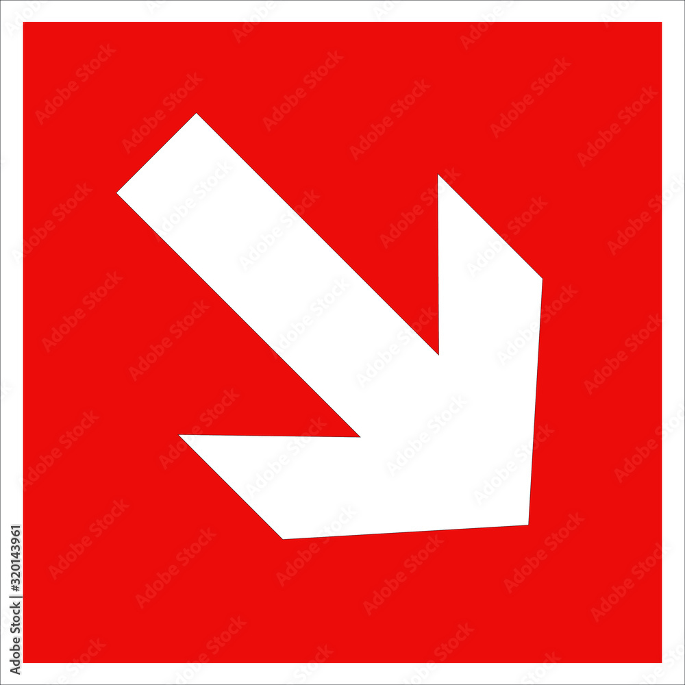 fire safety sign, direction arrow.Vector illustration Stock Vector ...
