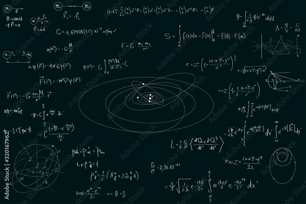 Physical formulas. Mathematics and physics, scientific concepts Stock ...