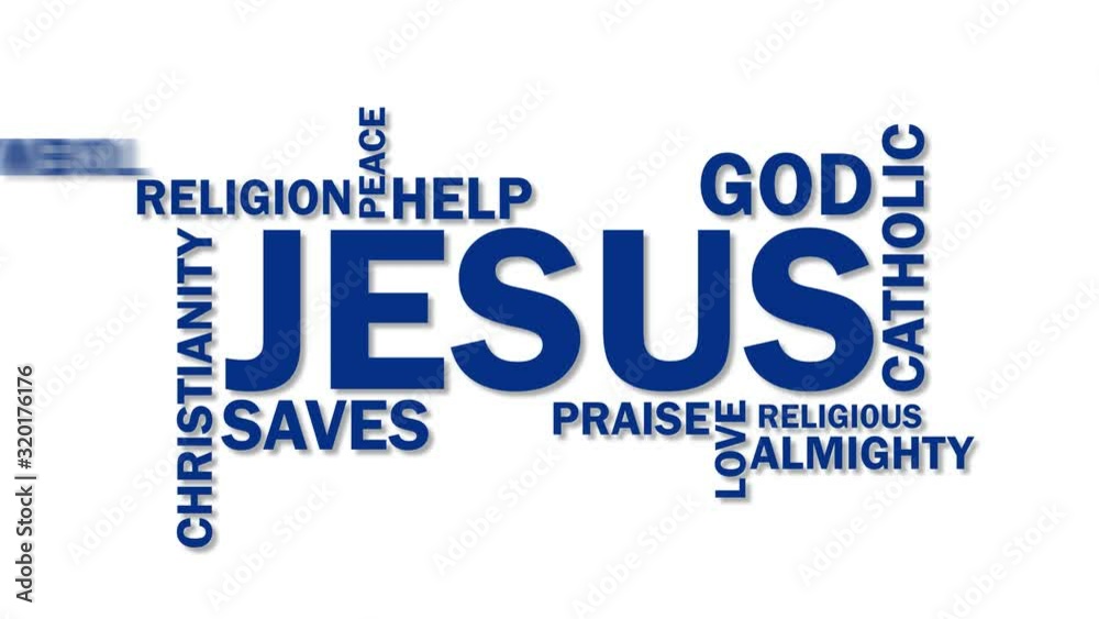 Jesus word cloud animation, isolated on white background. Kinetic ...