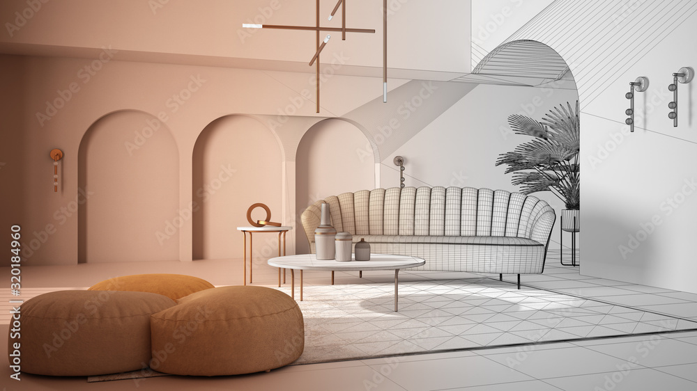 Architect interior designer concept: unfinished project that becomes ...