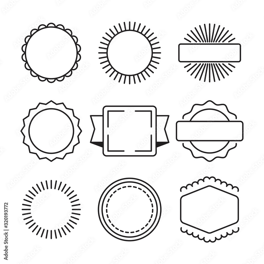 Hand drawn set of simple circle frame and border with different shapes ...