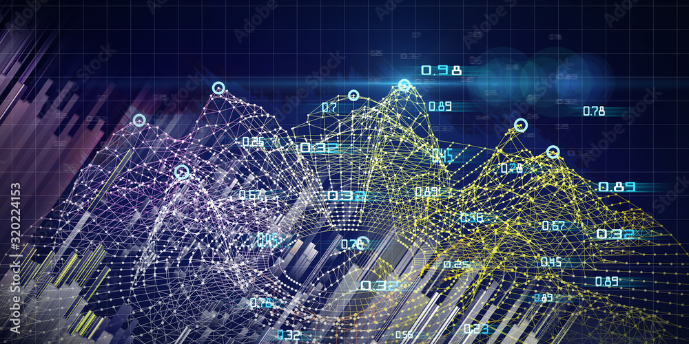 Abstract 3d polygonal grid concept of analytic. 3D big data. Business ...
