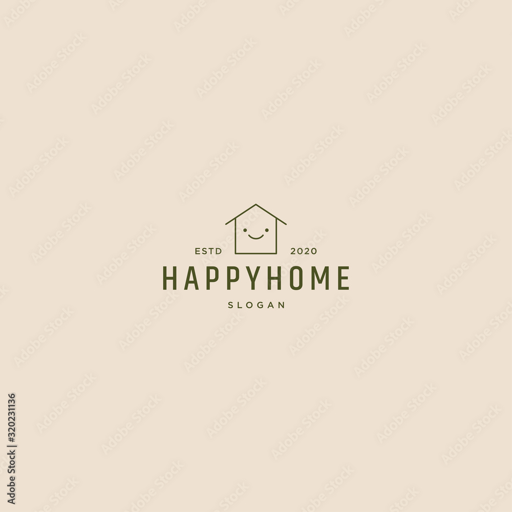 Happy home logo retro vintage Stock Vector | Adobe Stock
