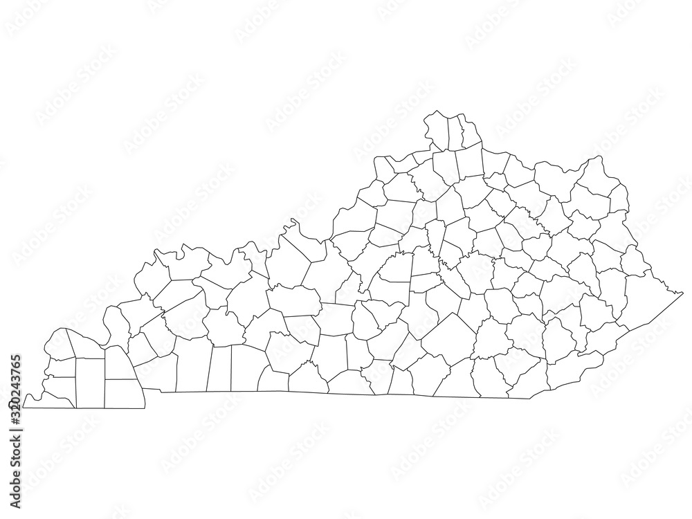 Vetor de White Outline Counties Map of US State of Kentucky do Stock ...