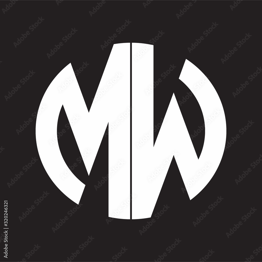 MW Initial Logo design Monogram Isolated on black and white Stock ...