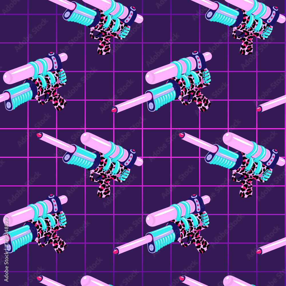 Laser tag weapons seamless pattern. Gaming vector wallpaper with ...
