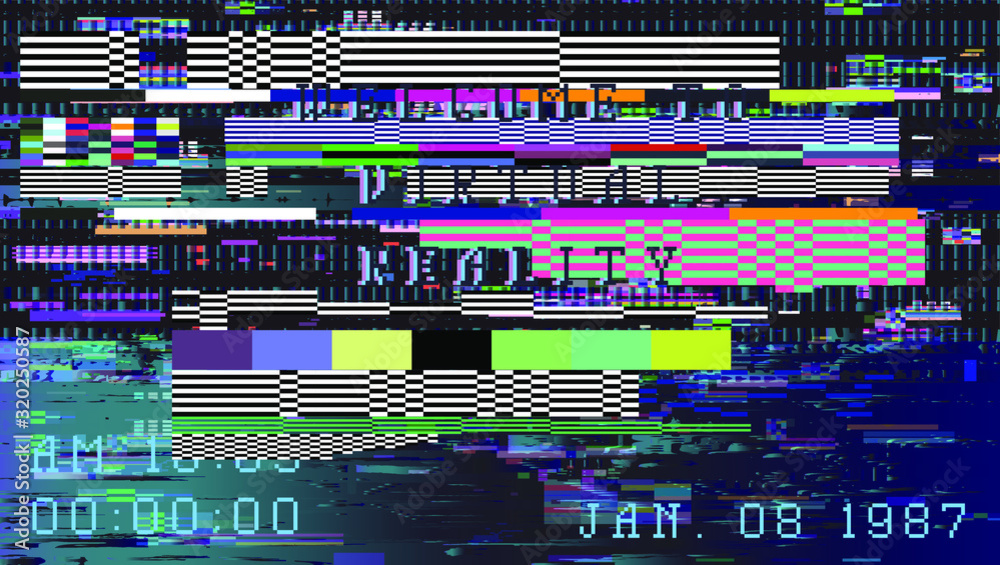 Retro VHS background like in old video tape rewind or no signal TV ...