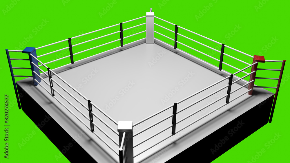 3D render Boxing ring on green screen background. Stock Illustration ...